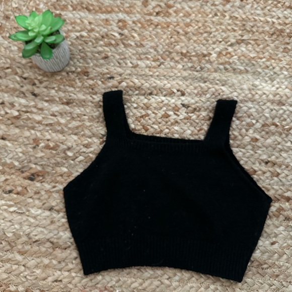 Tops | Black Knit Crop Tank | Poshmark